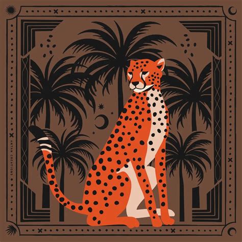 Carré De Soie Cheetha And Palms Brown Idk Lé