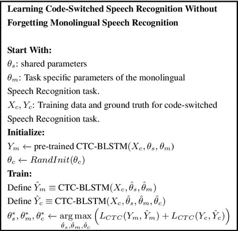 Table 1 From Learning To Recognize Code Switched Speech Without