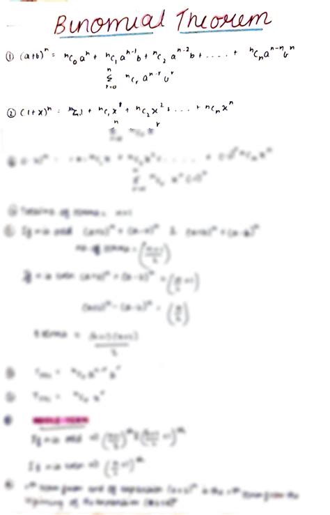 SOLUTION Binomial Theorem Formula Sheet Studypool