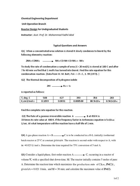 Reactor Design Pdf Chemical Reactions Chemical Reactor