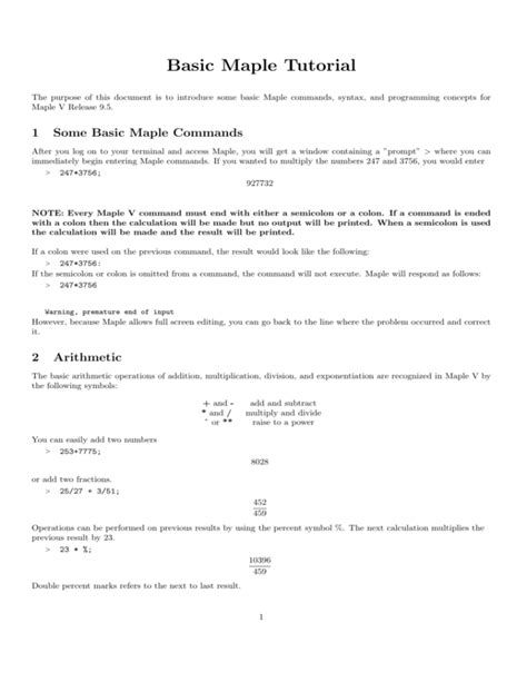 Basic Maple Tutorial