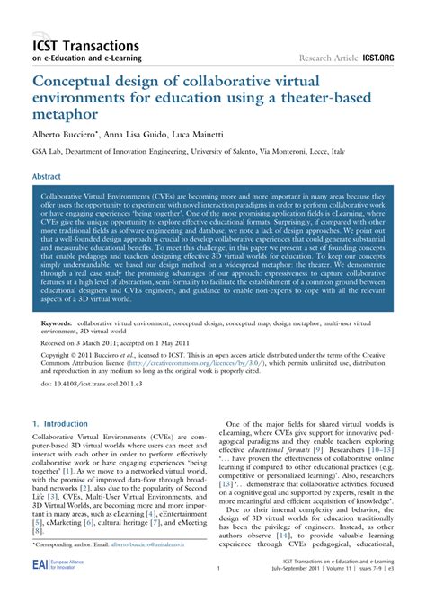 Pdf Conceptual Design Of Collaborative Virtual Environments For Education Using A Theater