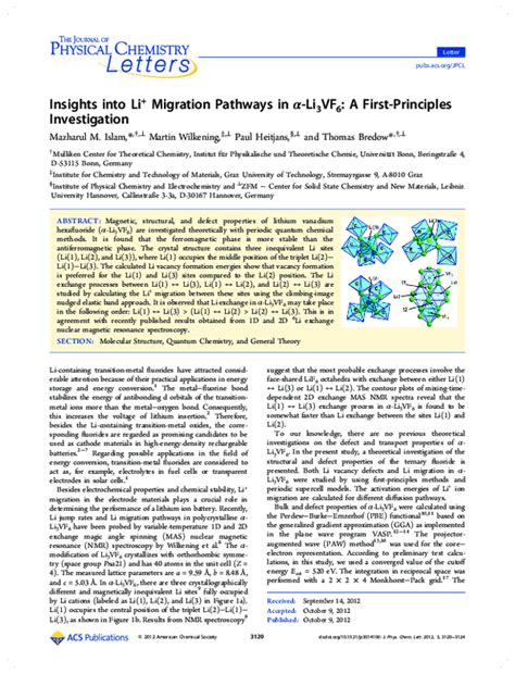 Pdf Insights Into Li Migration Pathways In α Li 3 Vf 6 A First