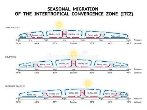 Seasonal Migration Of The Intertropical Convergence Zone Itcz Stock Illustration