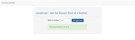Javascript Get The Square Root Of A Number Free Source Code And Tutorials