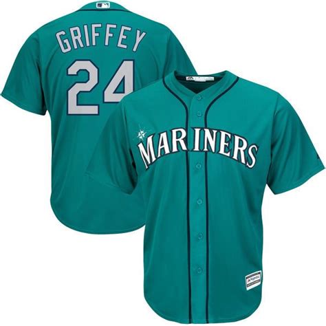 Mens Ken Griffey Jr Seattle Mariners Aqua Teal Majestic Cool Base Jersey With Images