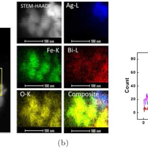 A Representative Stem Haadf Image Of The Bifeo3 Ag Nanocomposite B