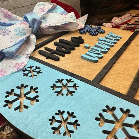 Hello Winter Snowflake Door Sign Glowforge Shop