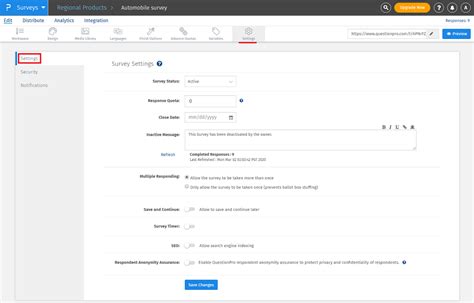 Survey Settings Questionpro Knowledge Base
