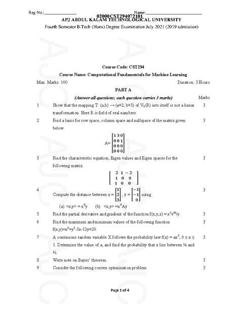 Question Paper 2022 Jan Cst294 02000cst Course Code Cst Course Name Computational