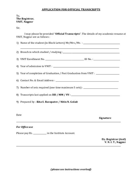 Fillable Online Application For Official Transcripts Fax Email Print Pdffiller