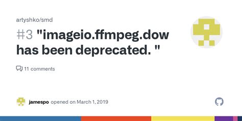 Imageioffmpegdownload Has Been Deprecated · Issue 3 · Artyshko