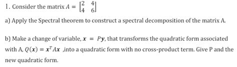 Solved Consider The Matrix A 2446 A ﻿apply The Spectral