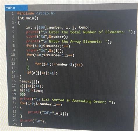 int main 3 { int a[100] number i j temp printf