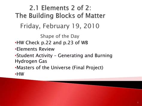 PPT Elements Of The Building Blocks Of Matter PowerPoint Presentation ID