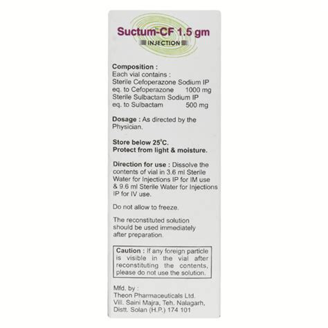 Buy Suctum Cf Injection 1 S Online At Upto 25 Off Netmeds