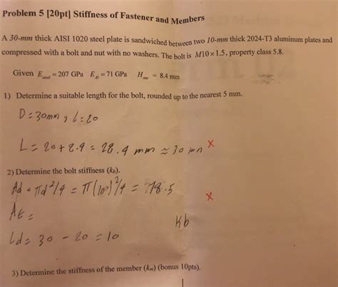 Solved Problem 5 120pt Stiffness Of Fastener And Members A Chegg Com