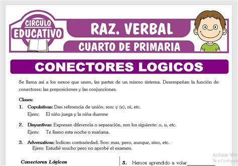 Concepto Y Clases De Conectores L Gicos Para Cuarto De Primaria Hot