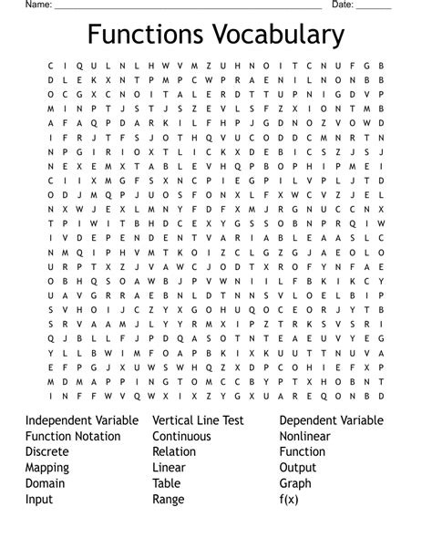 Functions Vocabulary Word Search WordMint