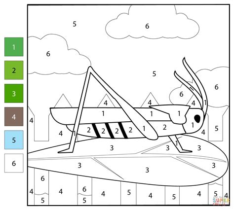 Grasshopper Color By Number Free Printable Coloring Pages