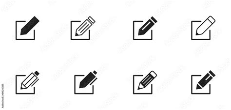 Edit Icon Set Set Of Notepad Edit Documents With Pencil Icons Pen Icons Editing Text File