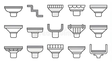 Gutter Icons Set Outline Set Of Gutter Vector Icons For Web Design Isolated On White Background