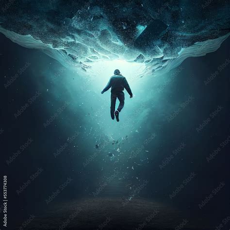 Person Falling Underwater