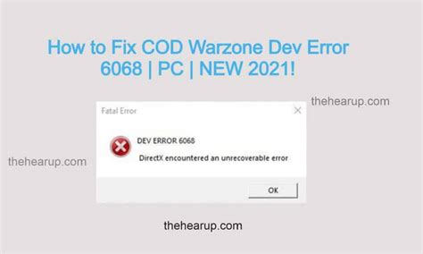 How To Fix COD Warzone Dev Error 6068 Dev Error 6068