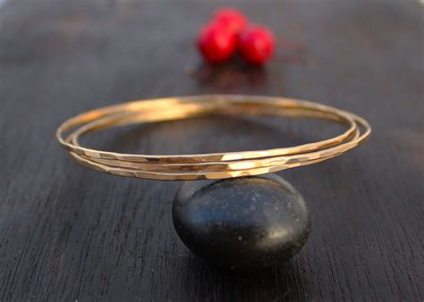 Thin Solid Gold Bangle 14k Solid Gold Bangle Gold Bangle Etsy