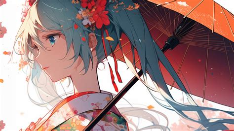 2185b Hatsune Miku Kimono Anime Girl 4k Wallpaper 4k Hd