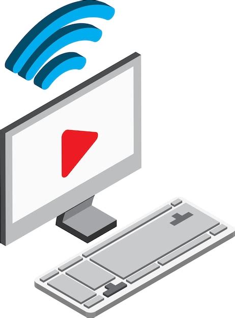 3d 아이소메트릭 스타일의 데스크톱 컴퓨터 그림 프리미엄 벡터