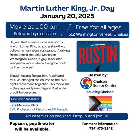 MLK Jr Day Rustin Movie Discussion Chelsea Michigan Chelseamich Com