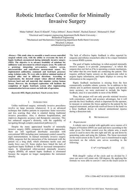 Pdf Robotic Interface Controller For Minimally Invasive Surgery
