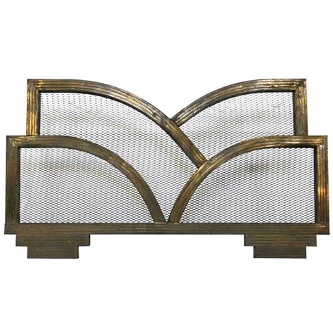 Rare Art Deco Brass Fireplace Screen