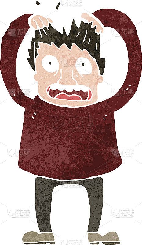 复古卡通人物扯头发