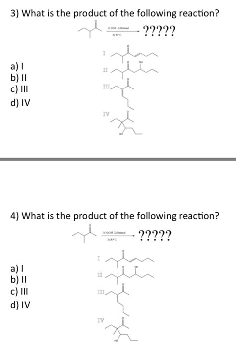 Solved 1 What Is The Product Of The Following Reaction 1