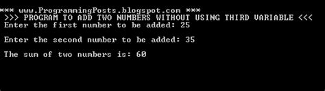 VB Net Program To ADD Two INTEGERS Without Using THIRD VARIABLE Programming Posts