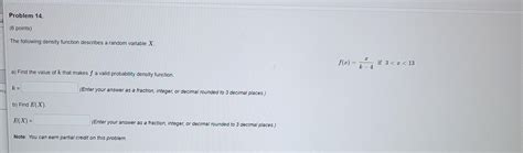 Solved Problem 14 Si 6 Points The Following Density