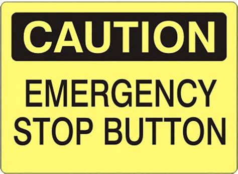 Caution Emergency Stop Button Label Adhesive Vinyl Lawson Products