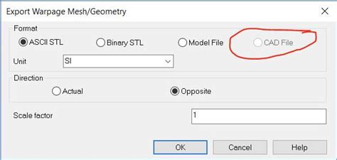 Export To Warped Shape In Cad File Format Dimmed In Moldflow