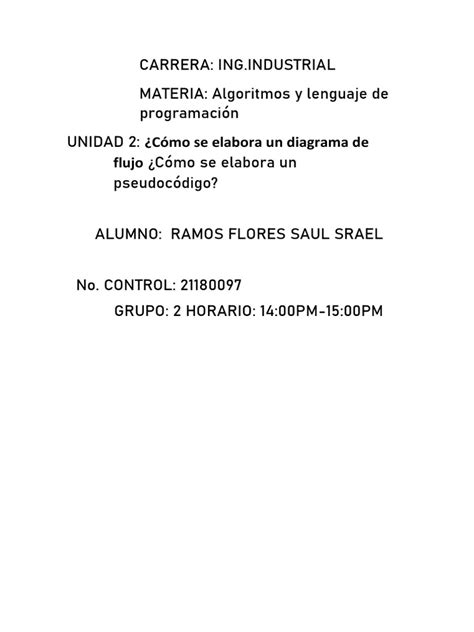 Diagrama De Flujo Y Pseudocódigo Pdf Finanzas Y Dinero