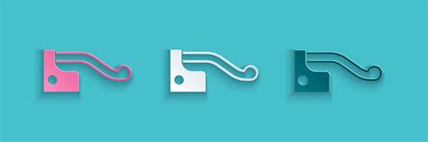 종이 컷 자전거 브레이크 아이콘은 파란색 배경에 분리되어 있습니다 종이 아트 스타일 벡터 3차원 형태에 대한 스톡 벡터 아트 및