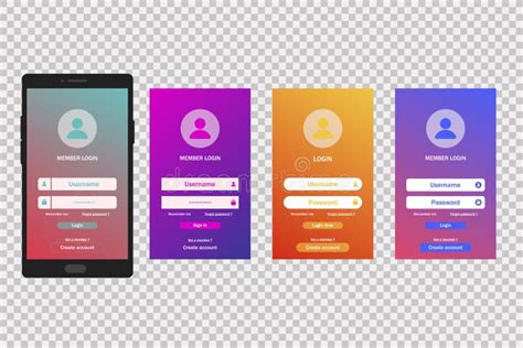 Login Screen Smartphone Interface Vector Template Mobile App Page
