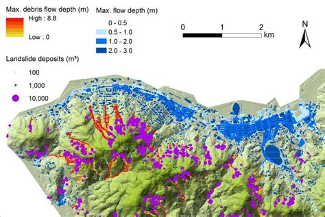 Overlaying Of The Landslides Debris Flows And Flood Spots On North Download Scientific Diagram