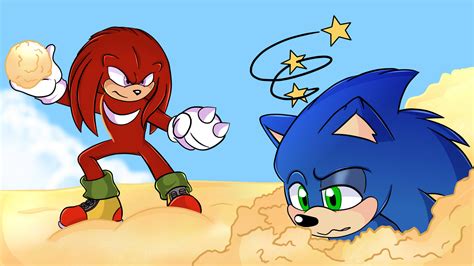 Knuckles Molesto Con Sonic By Angeldelaverdad