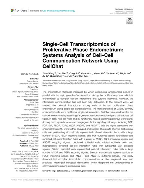 Pdf Single Cell Transcriptomics Of Proliferative Phase Endometrium