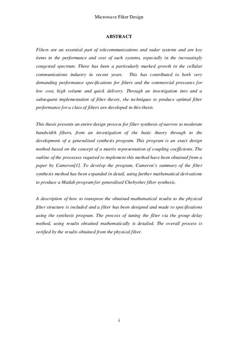 Pdf Microwave Filter Design