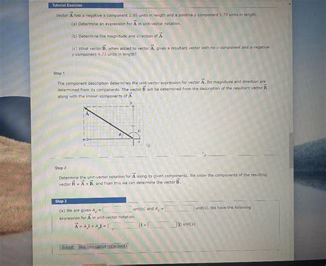 tutorial exercise vector a has a negative x component 2 95 units in