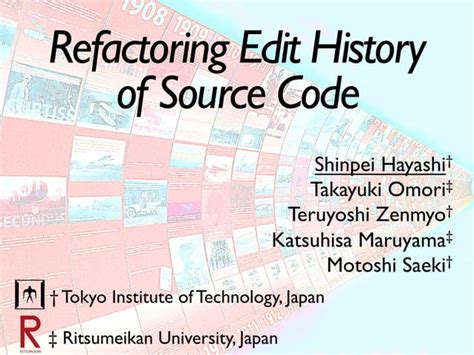 Refactoring Edit History Of Source Code Ppt