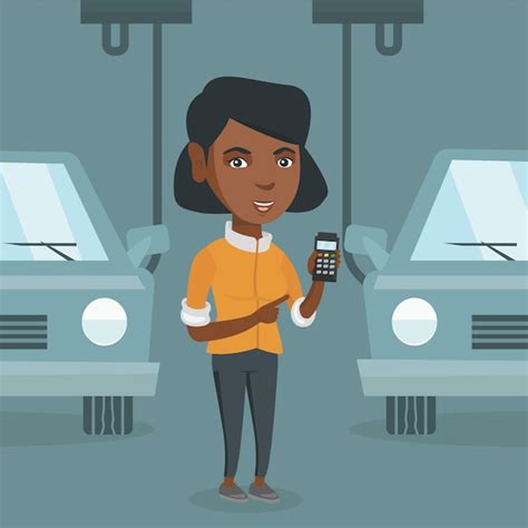 Premium Vector Worker Controlling Automated Assembly Line For Car